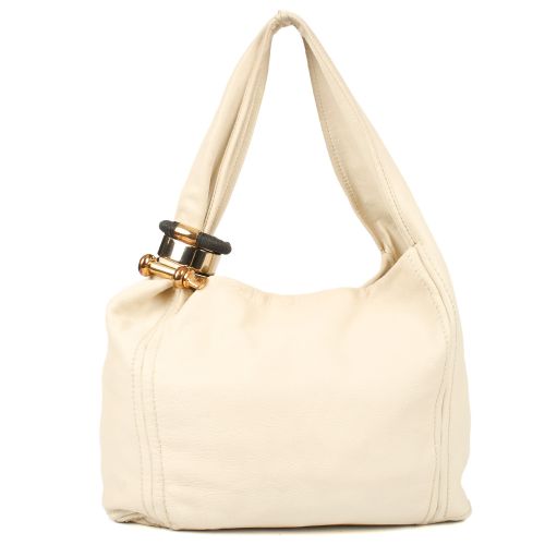 Jimmy Choo Sky Bangle Hobo in White, Leather | Handbag Clinic