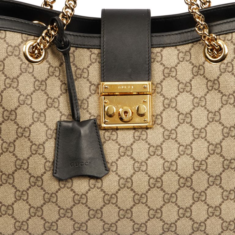 Gucci Padlock Tote Bag in Brown, Fabric | Handbag Clinic
