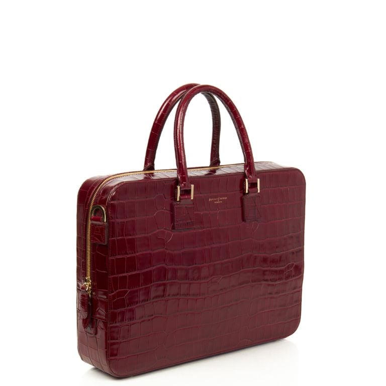 Aspinal of London Briefcase in Red, Leather | Handbag Clinic
