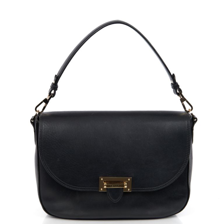 Aspinal of London Letterbox Saddle Bag in Black | Handbag Clinic