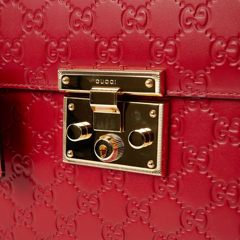 Guccissima Padlock Top Handle - Large in Red | Handbag Clinic