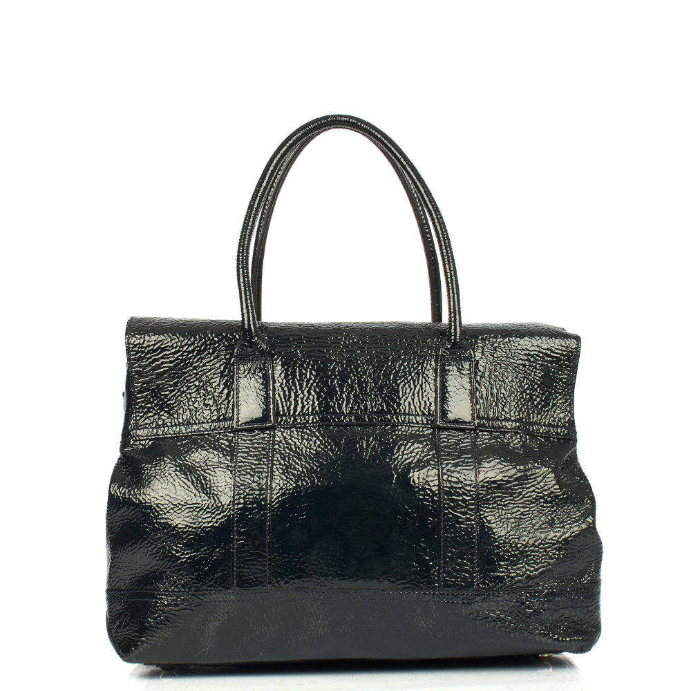 Mulberry Bayswater Heritage in Navy, Patent Leather | Handbag Clinic